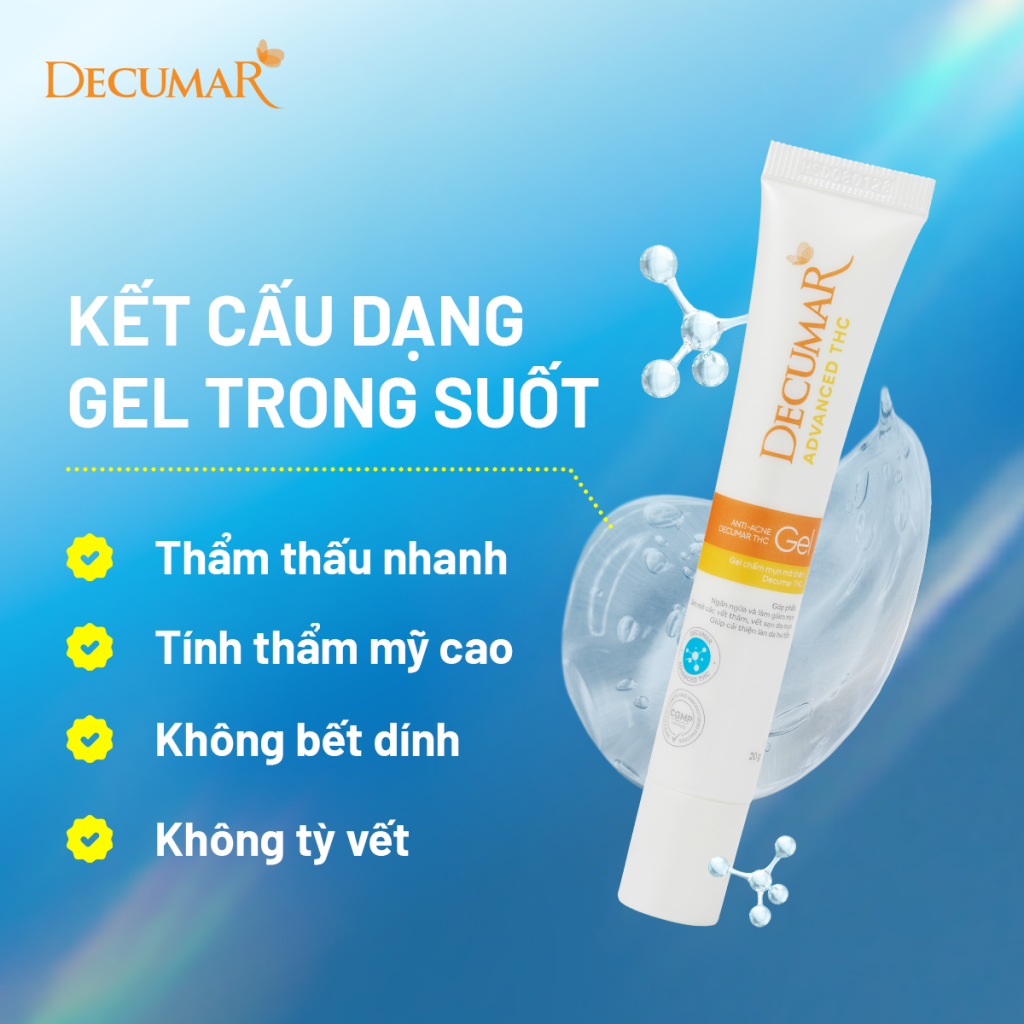 Gel ngừa mụn Decumar NANO THC (Nghệ không màu) 20g , kháng khuẩn, chống ...