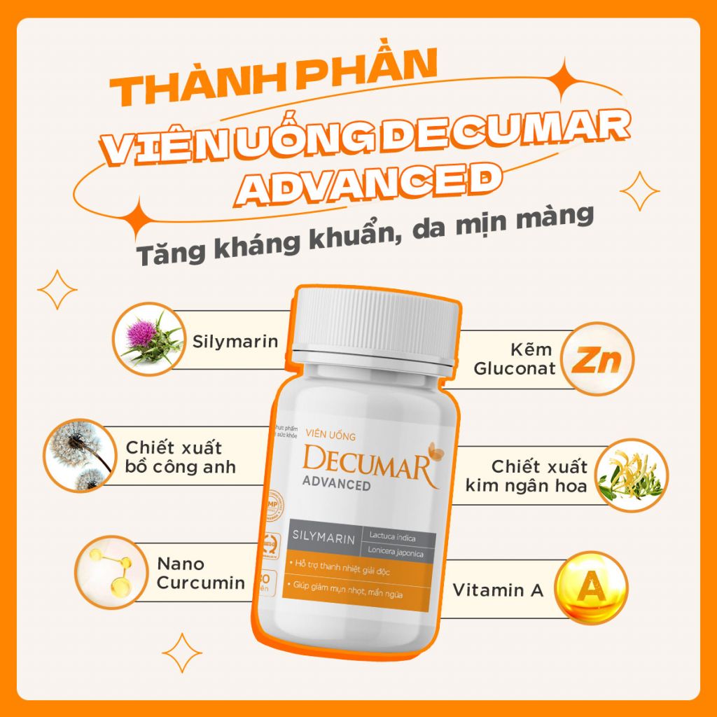 TPBVSK – Viên uống Decumar Advanced 30 viên, hỗ trợ giảm mụn - Decumar