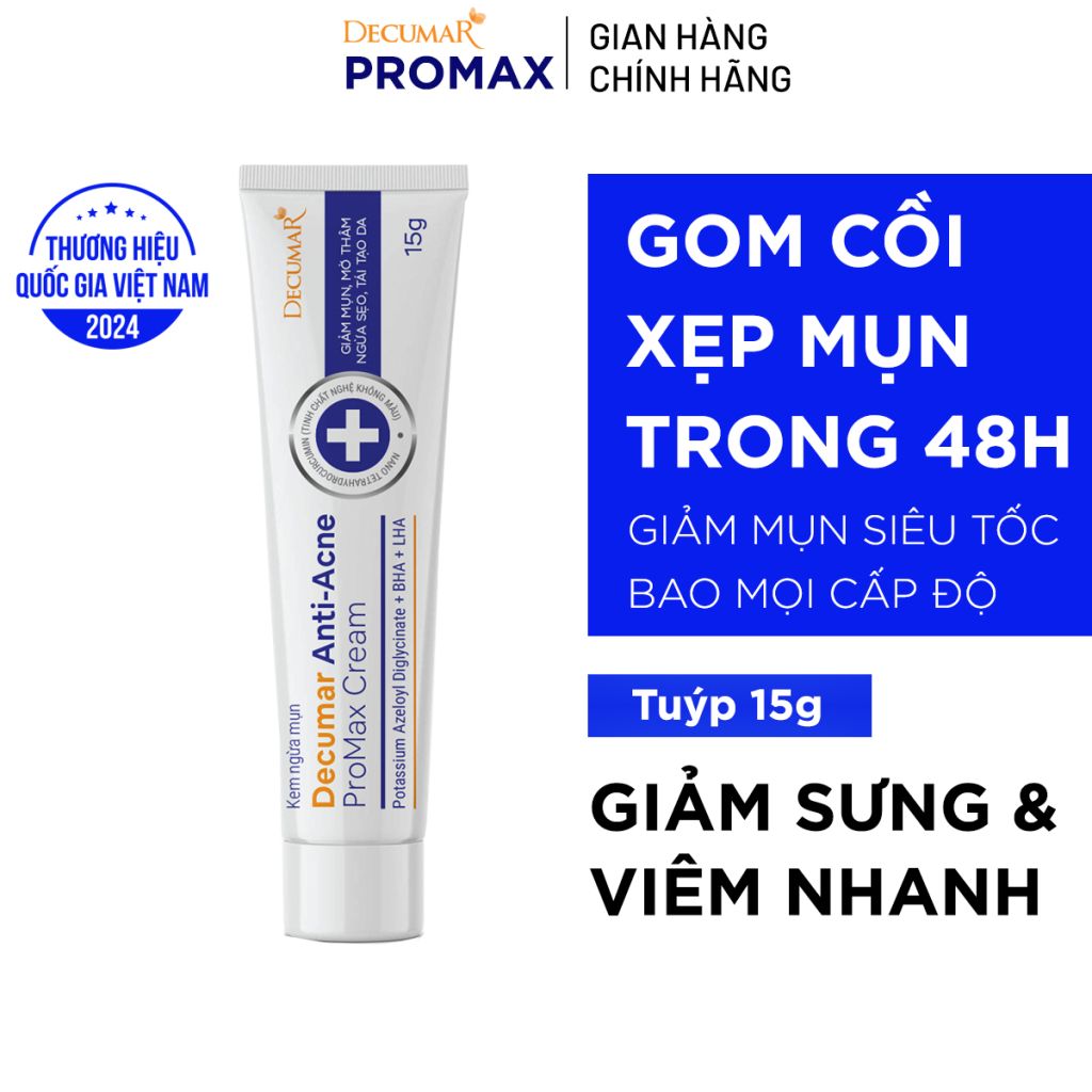 Kem ngừa mụn Decumar Anti-Acne ProMax Cream, 15g chứa BHA, LHA giúp ...