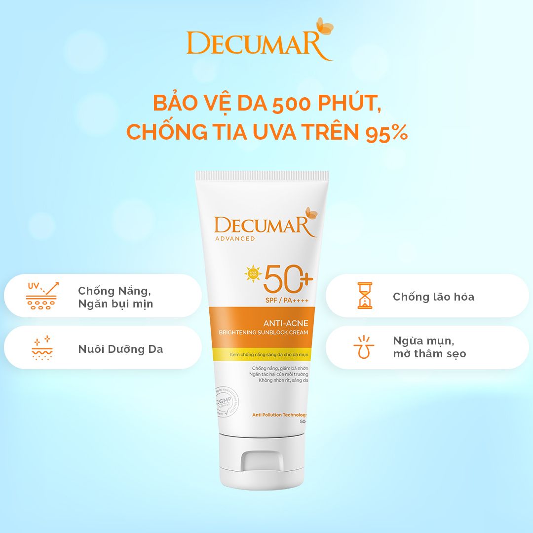 Kem chống nắng ngừa mụn sáng da Decumar Nano THC kết hợp vitamin B3 ...
