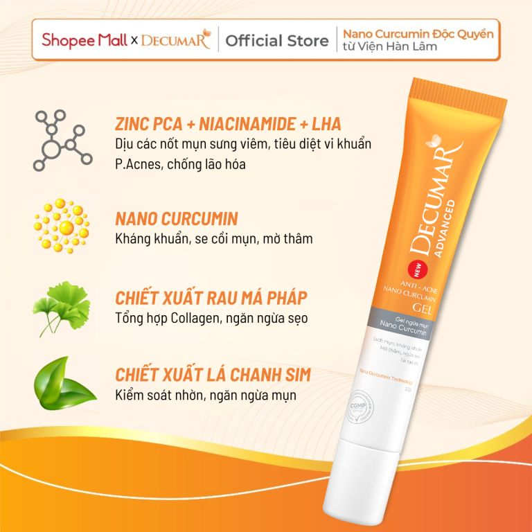 Gel ngừa mụn Decumar Advanced 20g, thẩm thấu nhanh không kích ứng, hiệu ...